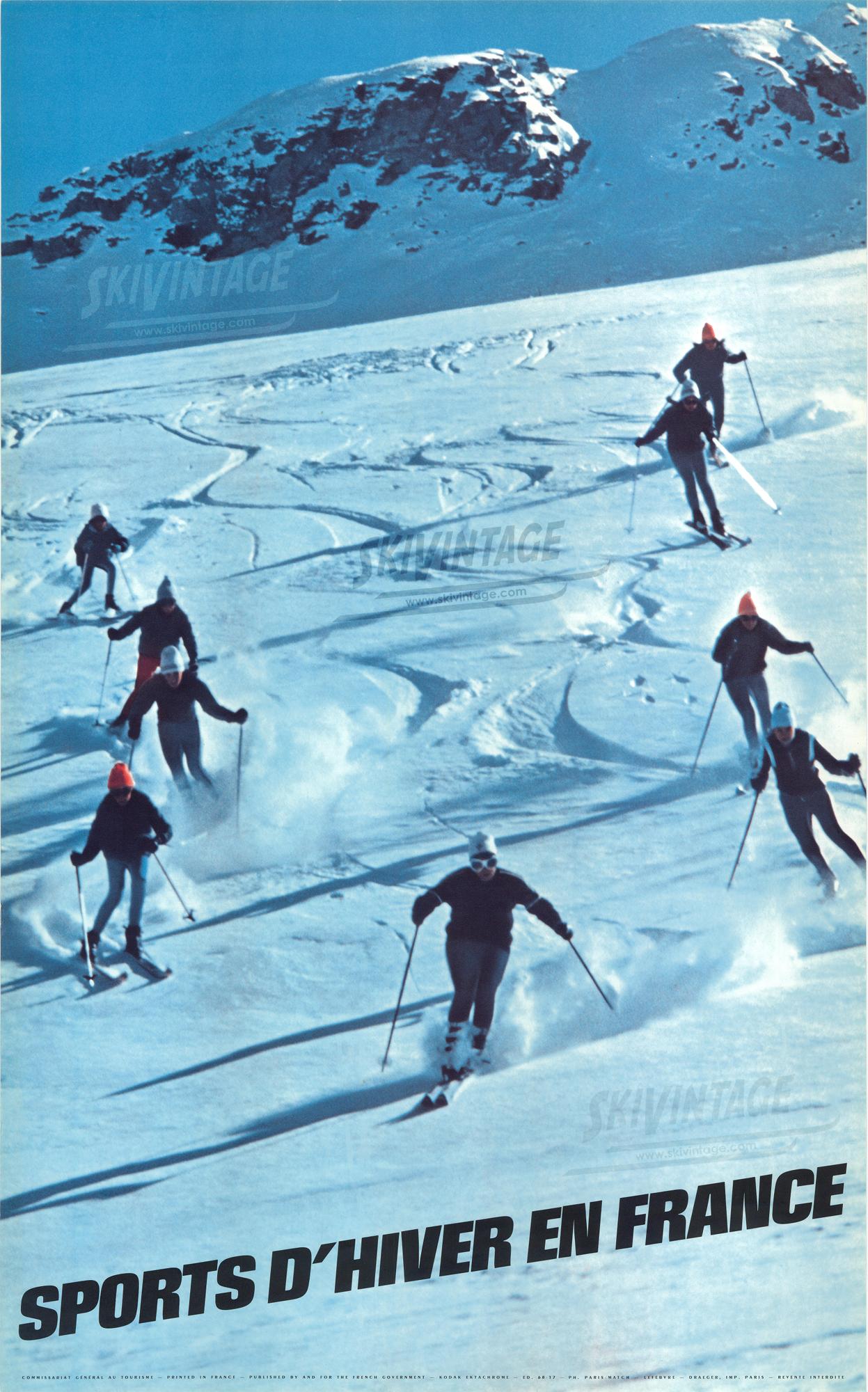 Affiche publicitaire ancienne - Ski, sports d'hiver en France (1968)